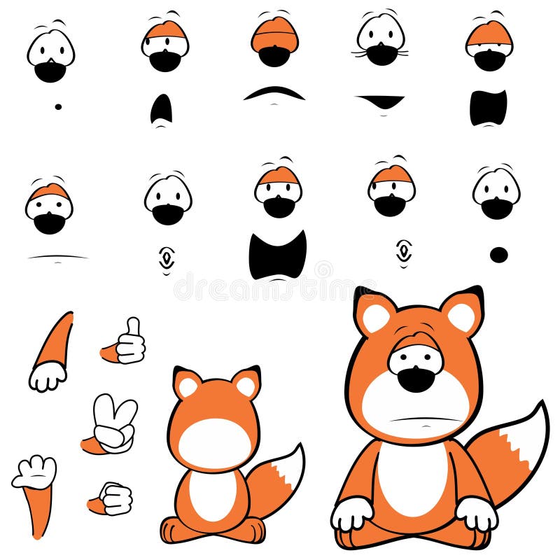 Fox Cartoon Expressions Pack Collection Stock Vector - Illustration of ...