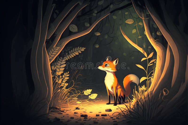 Fox Cartoon Living in the Jungle, Jungle Forest View, Magic Forest. AI ...
