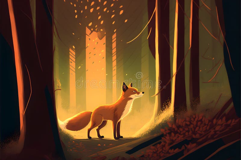 Fox Cartoon Living in the Jungle, Jungle Forest View, Magic Forest. AI ...