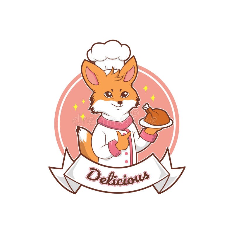 Fox Chef Cute Vector Illustration Logo Design Stock Vector ...