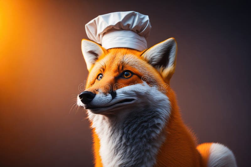 Fox in Chef Uniform Complete with Toque Hat. Ai Generative Stock ...