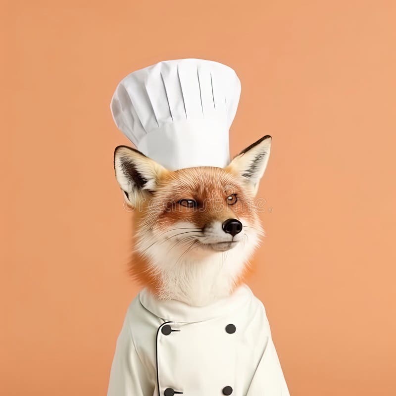 Fox in Chef Uniform, Complete with Toque Hat. Generative AI Stock ...