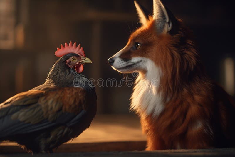 The Fox and the Chicken. Generative AI Image. Stock Illustration ...