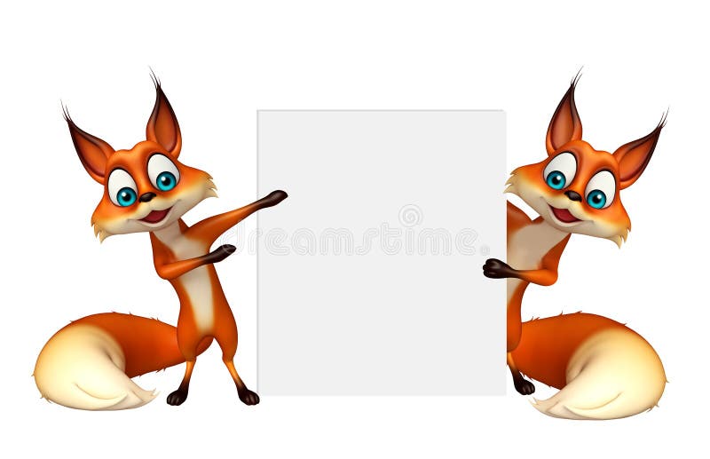 Fox Collection with White Board Stock Illustration - Illustration of ...