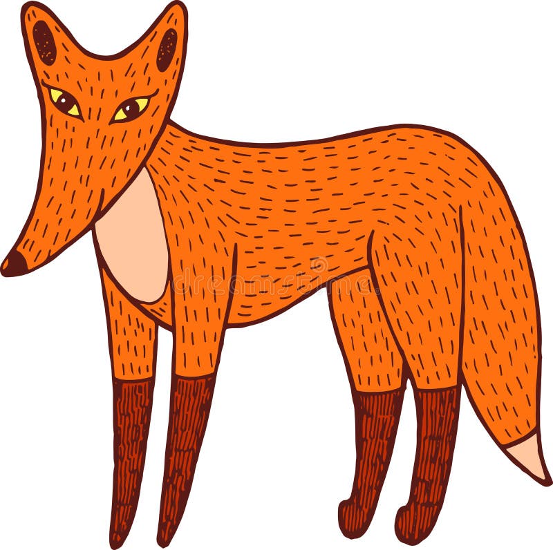 Fox - Colorful Simple Doodle Graphic Artwork. Isolated Design Element ...