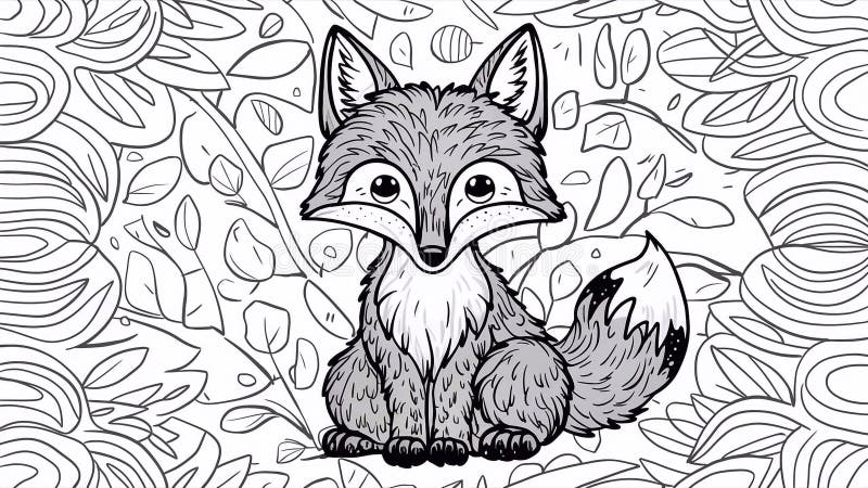 Fox Coloring Book for Children, for Preschoolers Stock Illustration ...