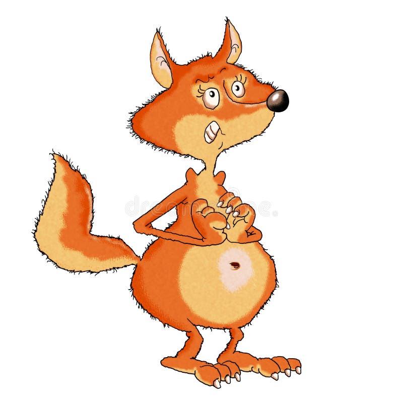 The Fox is Confused. Cartoon Caricature on a White Background Stock ...