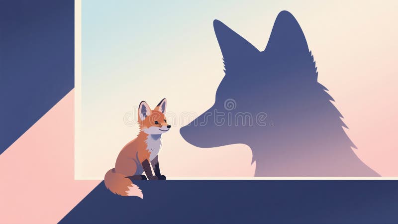 A Fox Contemplating Its Shadow on the Wall, Exploring Identity and Self ...