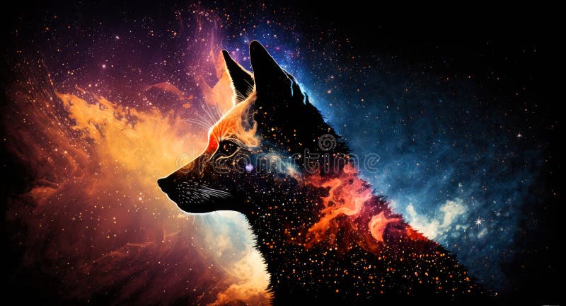 Fox in Cosmic Space. Gnerative Ai. Stock Illustration - Illustration of ...
