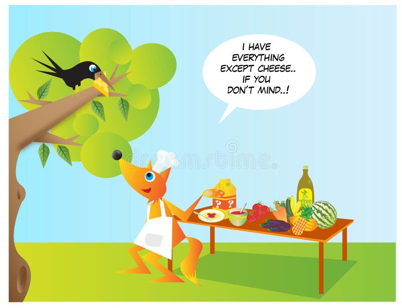 Fox and crow stock illustration. Illustration of cheat - 48827521