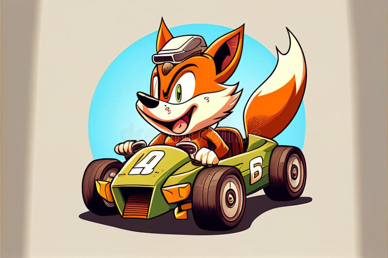 Fox Cub Driving a Racing Car. AI Generated Stock Illustration ...