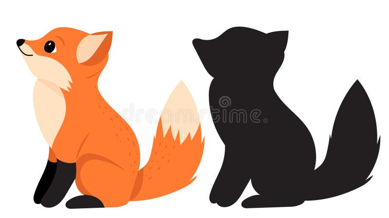 Fox Cub Sitting Cartoon in Flat, Style Vector Vector Stock Vector ...