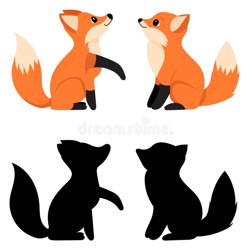 Fox Cubs Sitting in Flat Style Vector Vector Stock Illustration ...