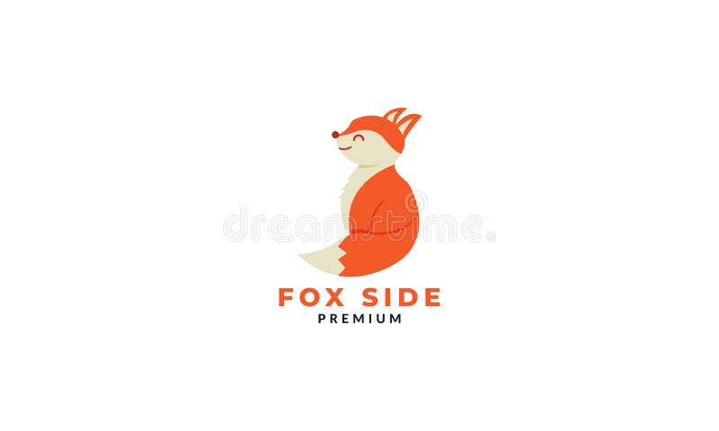 Fox Cute Cartoon Side View Flat Logo Icon Vector Illustration Stock ...