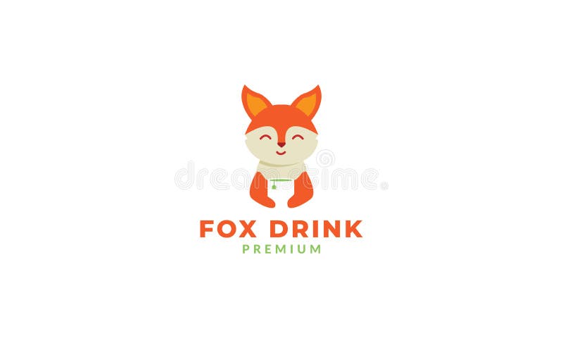 Fox Cute Cartoon with Tea Logo Icon Vector Illustration Stock Vector ...