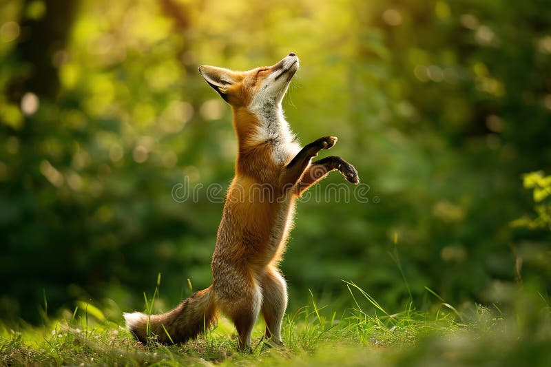 Fox Dancing in Forest. Generative AI Stock Illustration - Illustration ...