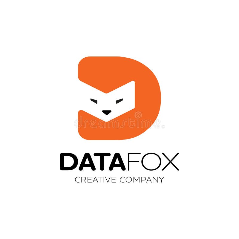 Fox Data Logo Illustration. Head Fox with Share Icon in Letter D Stock ...