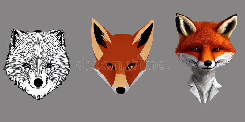 Fox Drawing in 2d and 3d Illustration.Generative AI Stock Illustration ...