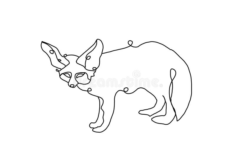 Fox Drawing Drawn with One Line Stock Illustration - Illustration of ...