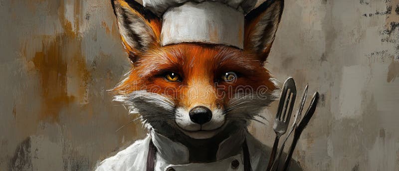 A Fox Dressed As a Chef Showcases Culinary Skills in a Cozy Kitchen ...