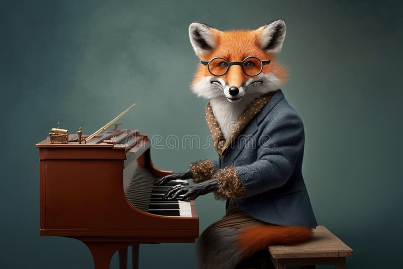 A Fox Dressed As a Jazzman Playing Piano, Created with Generative AI ...