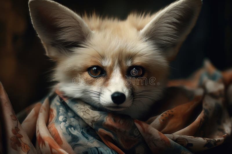 Fox Dressed in a Patterned Silk Scar. AI Generated Stock Illustration ...
