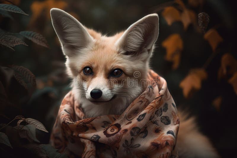 Fox Dressed in a Patterned Silk Scar. AI Generated Stock Illustration ...