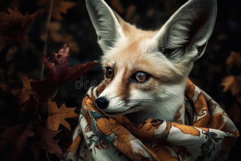 Fox Dressed in a Patterned Silk Scar. AI Generated Stock Illustration ...