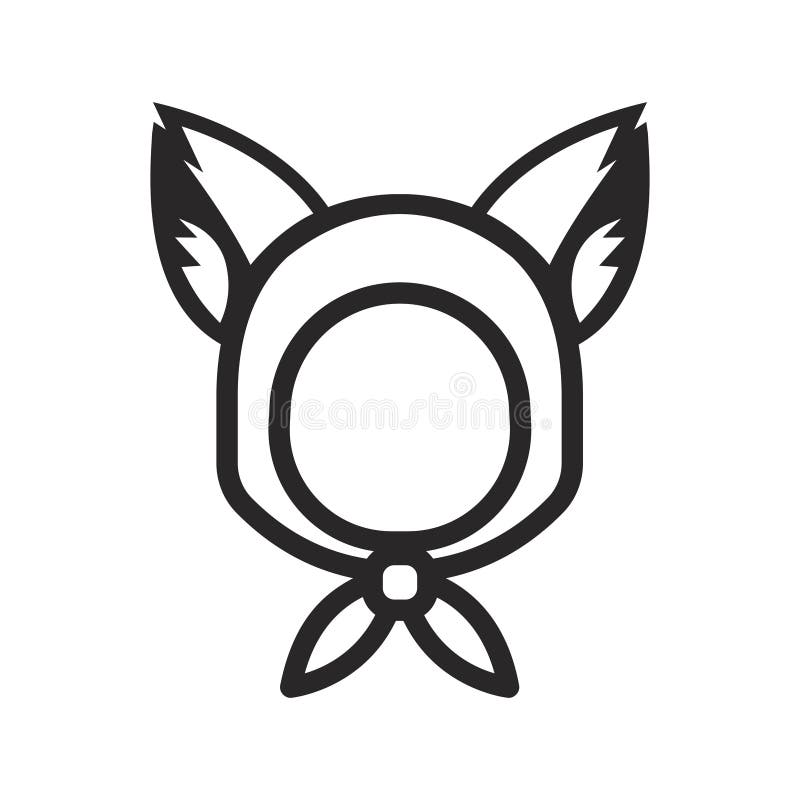 Fox Ear Face Hoodie Head Icon on a White Background. Vector ...