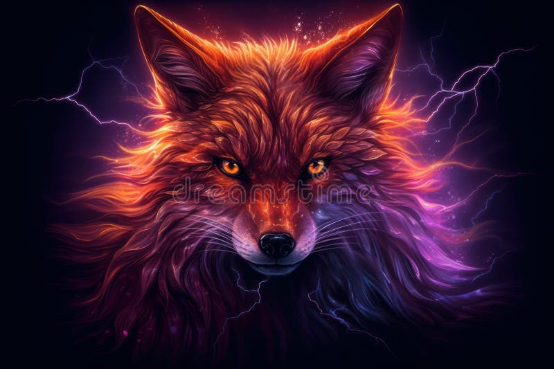 Fox Face Fiery Eyes. Generate Ai Stock Illustration - Illustration of ...