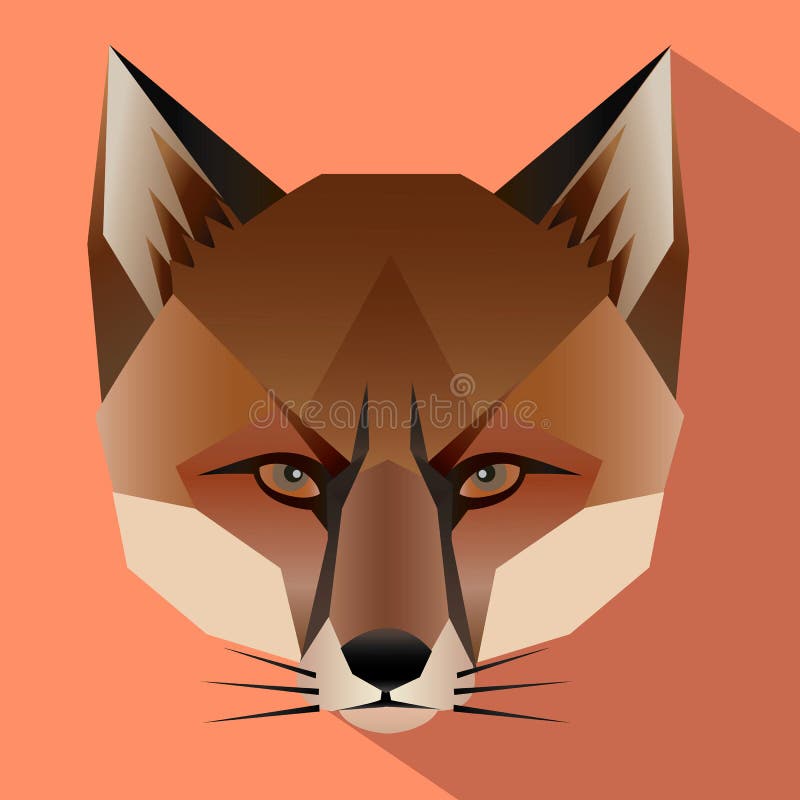 Fox face with flat design stock vector. Illustration of cartoon - 47514044