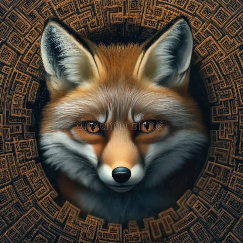 Fox Face Framed by Intricate Geometric Patterns Stock Photo - Image of ...