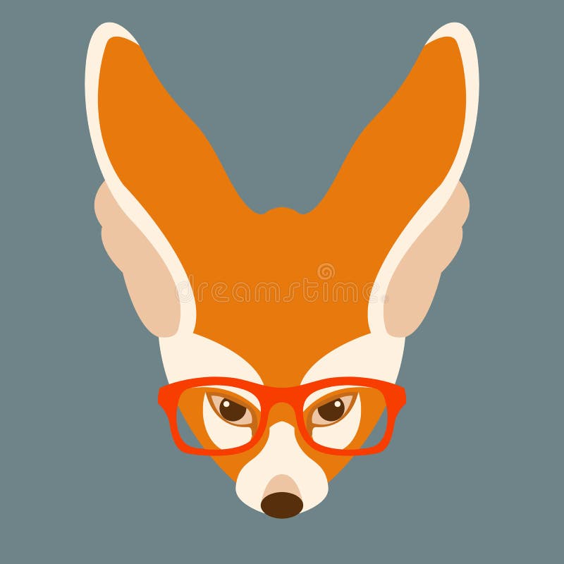 Fox Face in Glasses Vector Illustration Flat Style Front Stock Vector ...