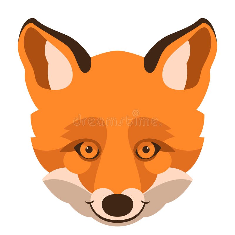 Fox Face Head Vector Illustration Flat Style Front Stock Vector ...