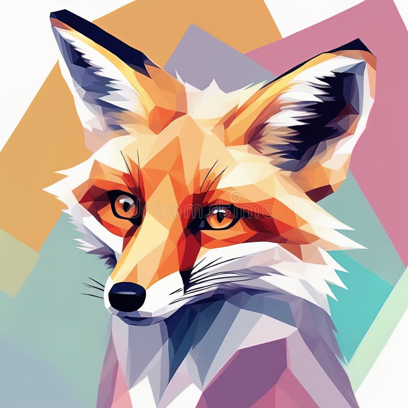 Fox Face Illustration with Abstract Colorful Background Fox Face ...