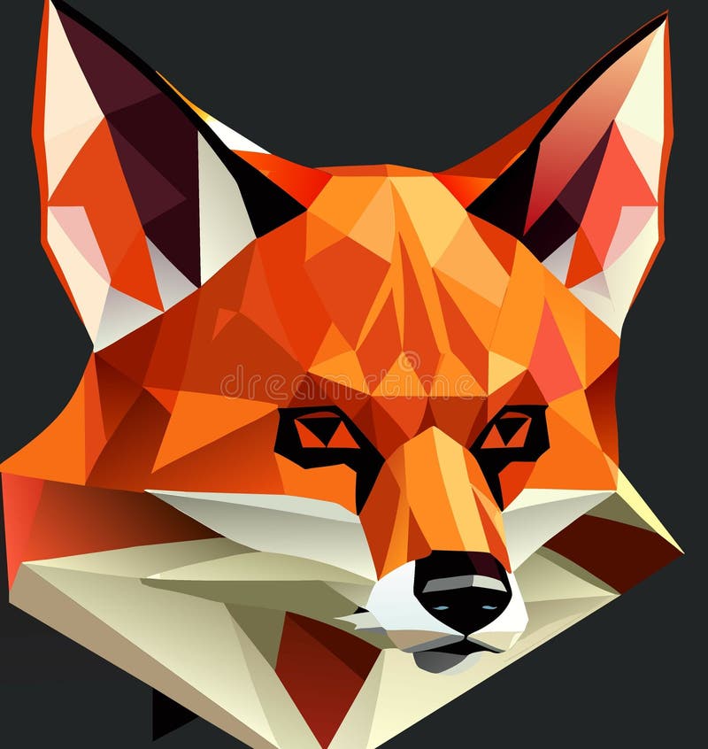 Fox Face with Low Polygonal Triangle Geometric Shapes Stock ...