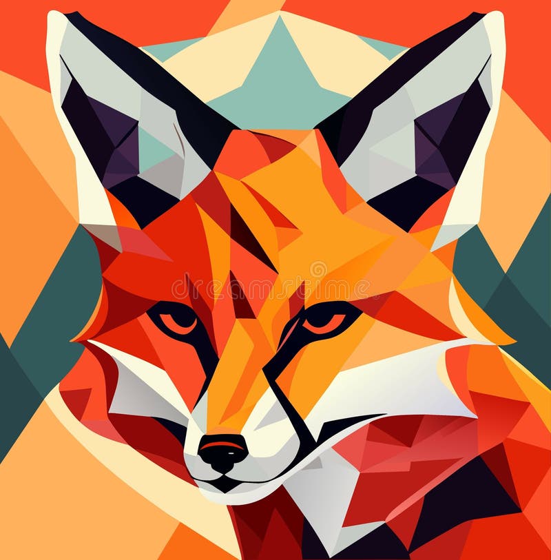 Fox Face with Low Polygonal Triangle Geometric Shapes Stock ...