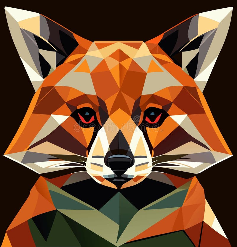 Fox Face with Low Polygonal Triangle Geometric Shapes Stock ...