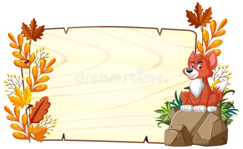 A Fox with Fall Foliage on Wooden Sign Stock Vector - Illustration of ...