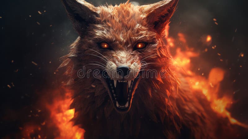 Red Fox in Flames Wallpaper: Hyper-realistic Animal Illustrations in ...