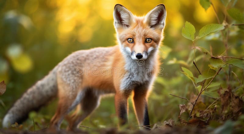 Fox in the Forest, Cute Fox in the Nature, Close-up of Cute Fox Stock ...