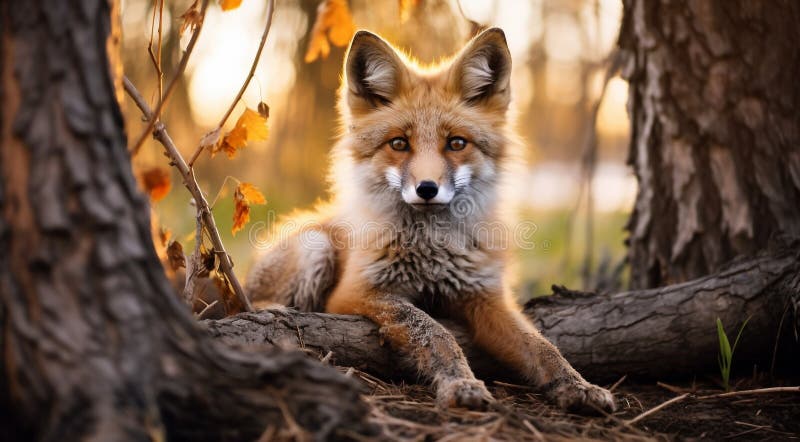 Fox in the Forest, Cute Fox in the Nature, Close-up of Cute Fox Stock ...
