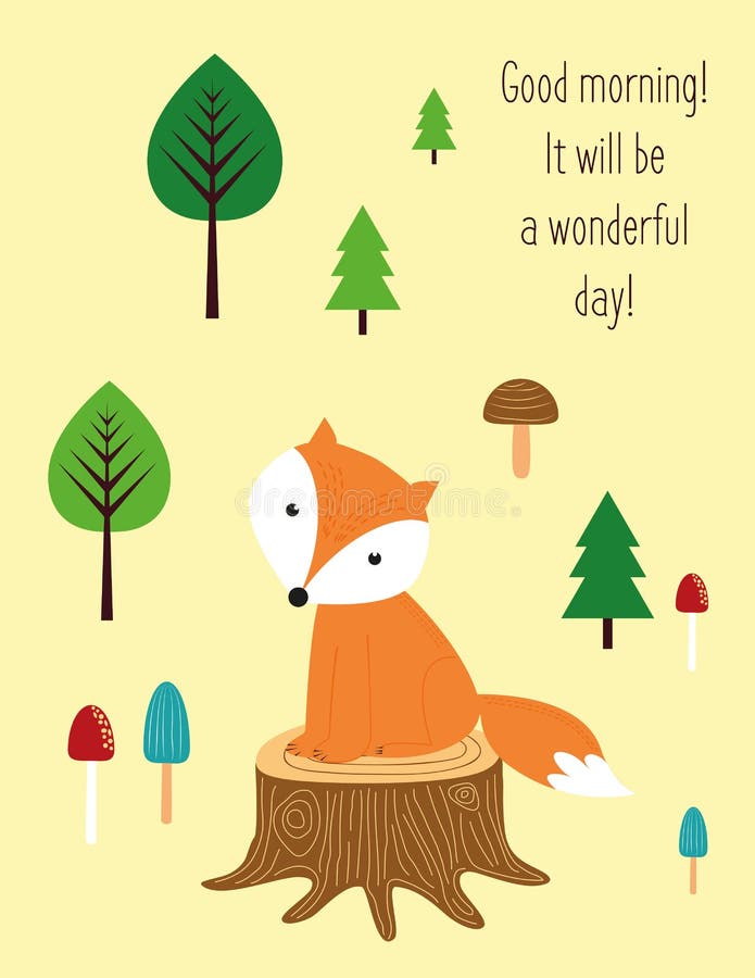 Fox in the forest stock vector. Illustration of happy - 71899615