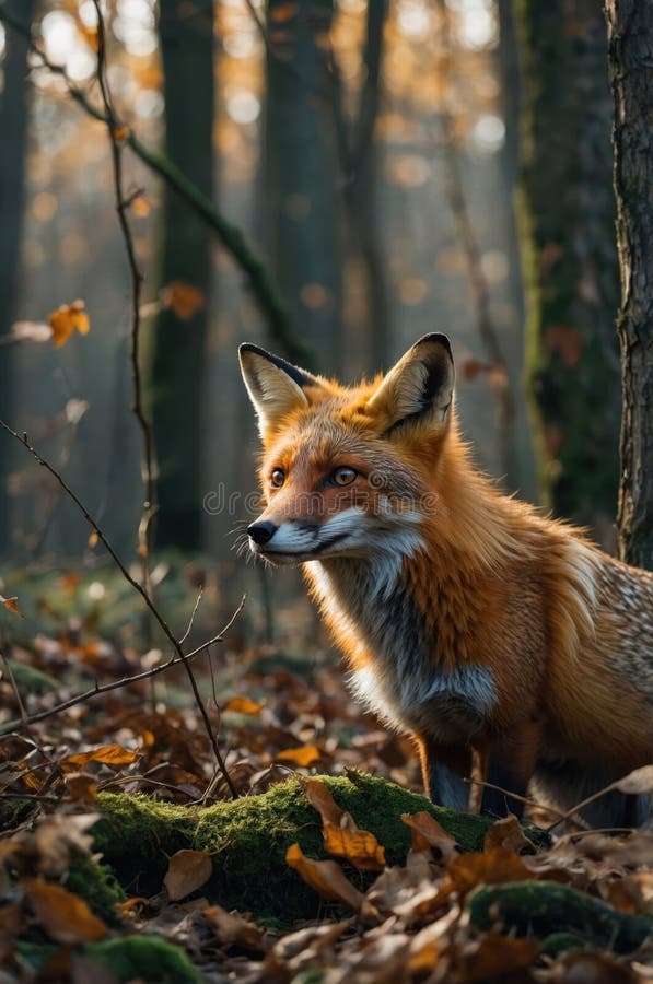 Majestic Red Fox in Autumn Forest Stock Illustration - Illustration of ...