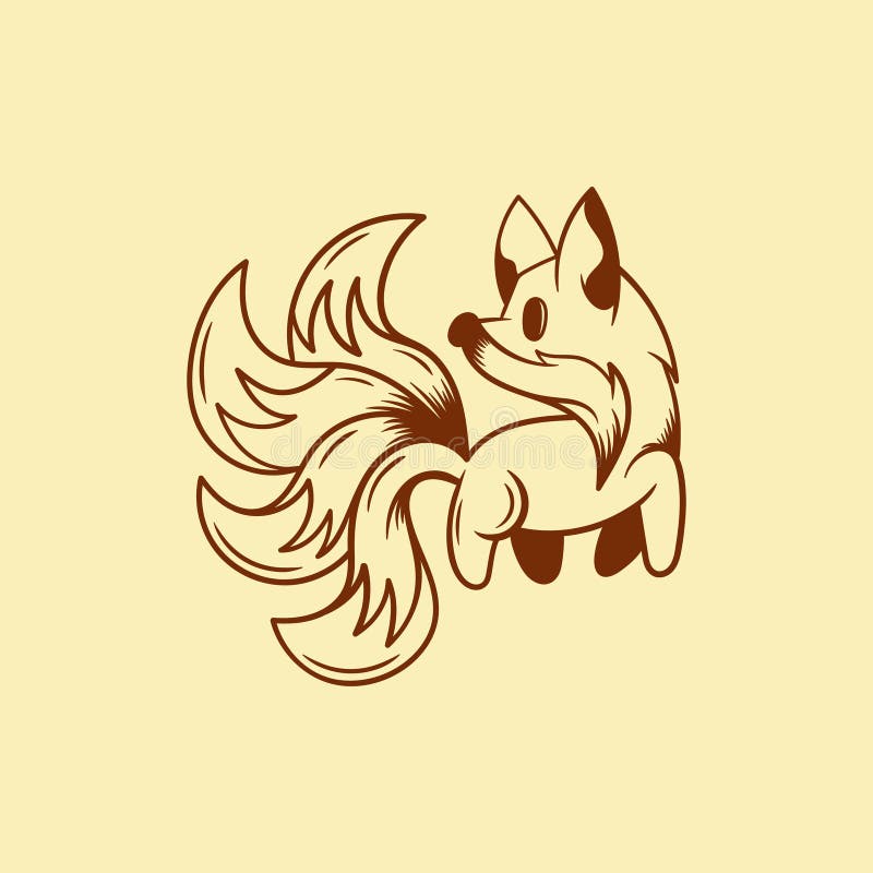 Fox Four Tail Logo Vector Element Icon Illustration, Vector Abstract ...