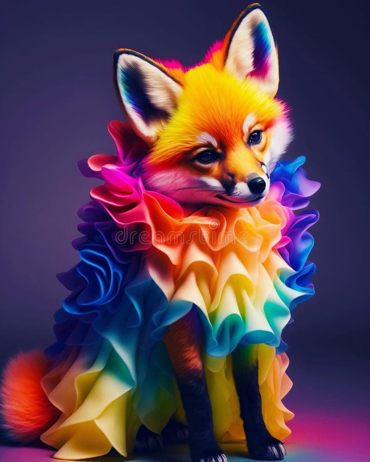 Fox in full colour costume stock photo. Image of costuhme - 270387852