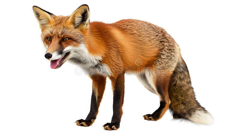 Fox Full Image on Isolated White Background Stock Image - Image of ...
