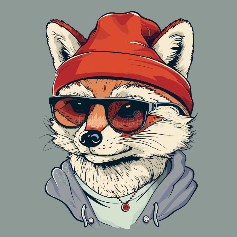 Fox Funny Cartoon Vector Illustration Hipster Animal in Clothes. Stock ...