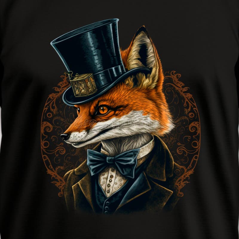 Fox Gentleman in a Beautiful Hat.Steampunk Style Stock Illustration ...