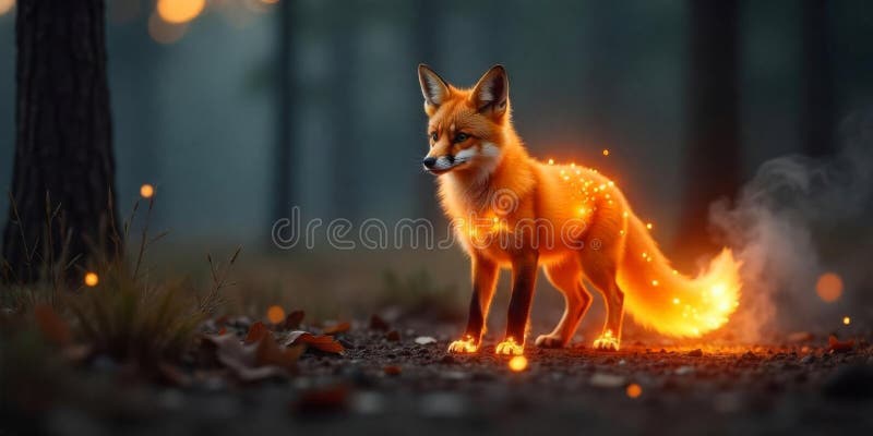 Glowing Fire Fox Magical Forest Stock Photos - Free & Royalty-Free ...